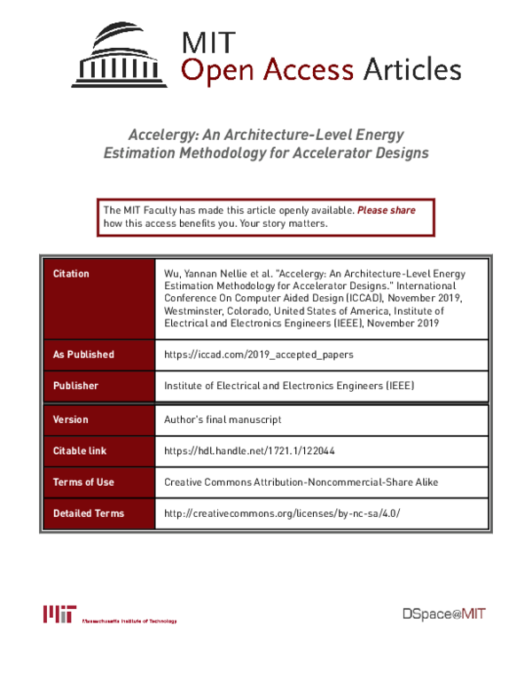 (PDF) Accelergy: An Architecture-Level Energy Estimation Methodology ...