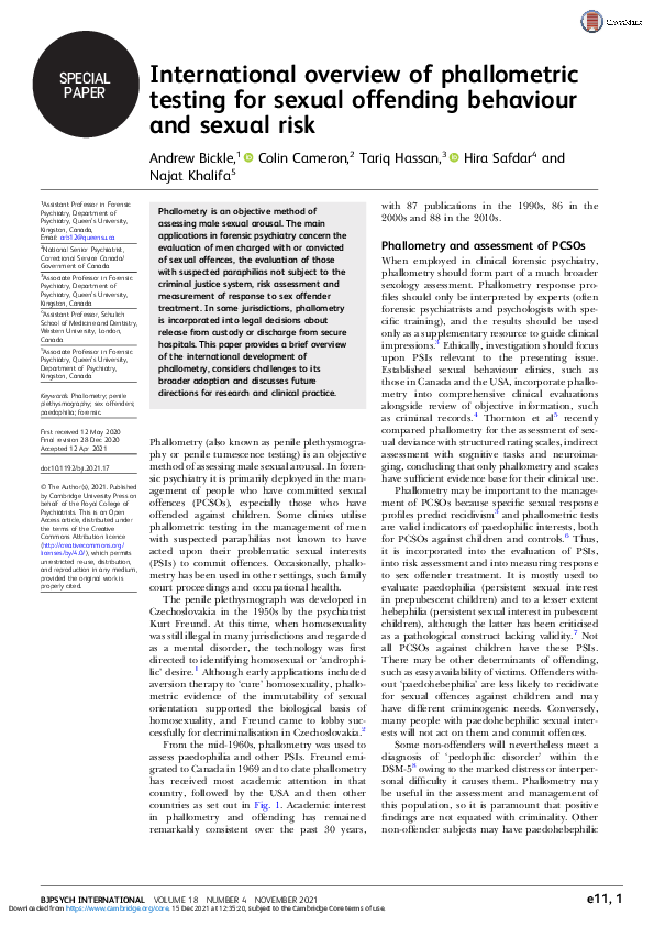 (PDF) International overview of phallometric testing for sexual ...
