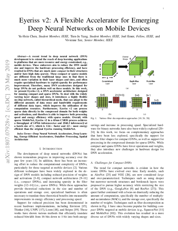 (PDF) Eyeriss v2: A Flexible Accelerator for Emerging Deep Neural Networks on Mobile Devices