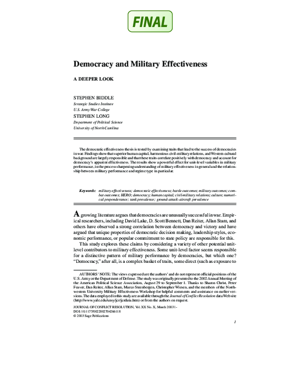 (PDF) Democracy and military effectiveness