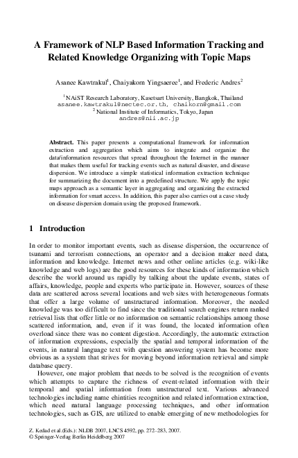 Pdf A Framework Of Nlp Based Information Tracking And Related