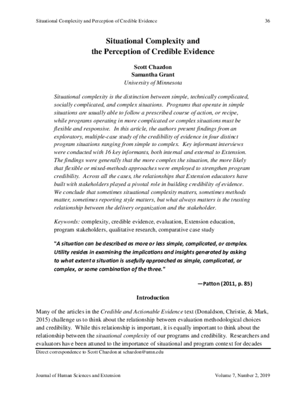 (PDF) Situational Complexity and the Perception of Credible Evidence