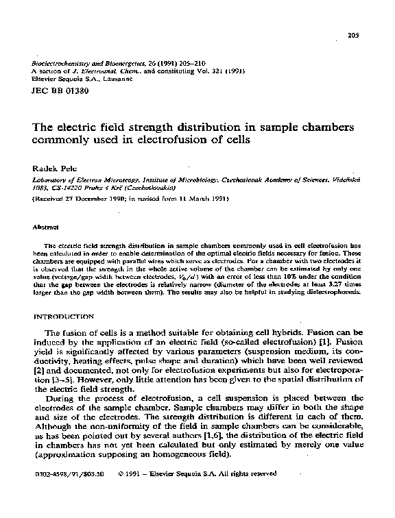 (PDF) The electric field strength distribution in sample chambers ...