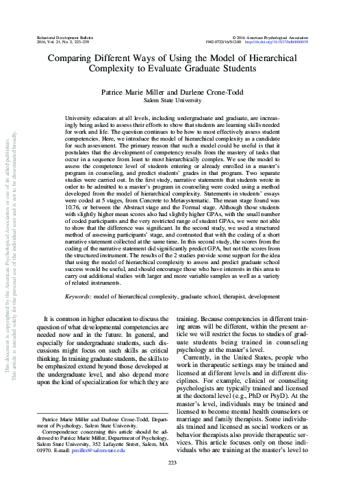 Pdf Comparing Different Ways Of Using The Model Of Hierarchical Complexity To Evaluate