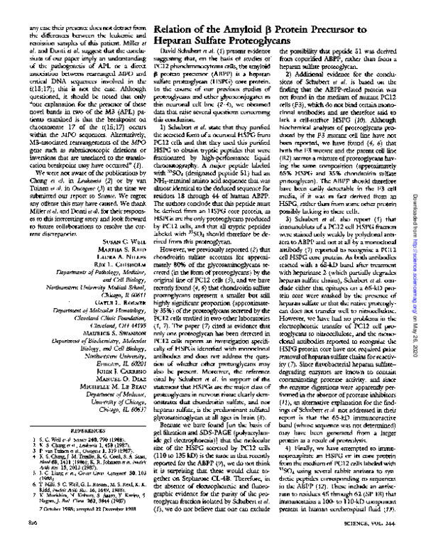 (PDF) Relation of the amyloid beta protein precursor to heparan sulfate ...