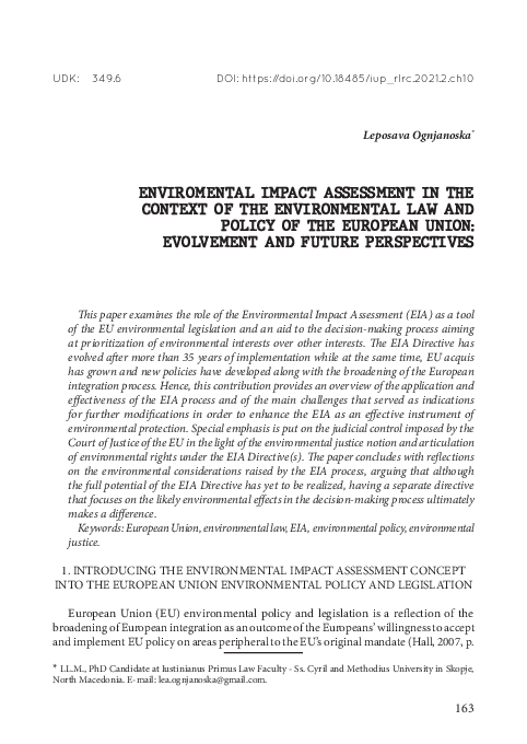 (PDF) Environmental Impact Assessment in the Context of the ...