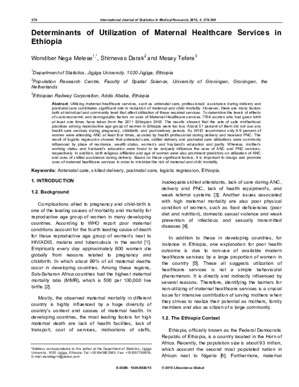 Pdf Determinants Of Utilization Of Maternal Healthcare Services In