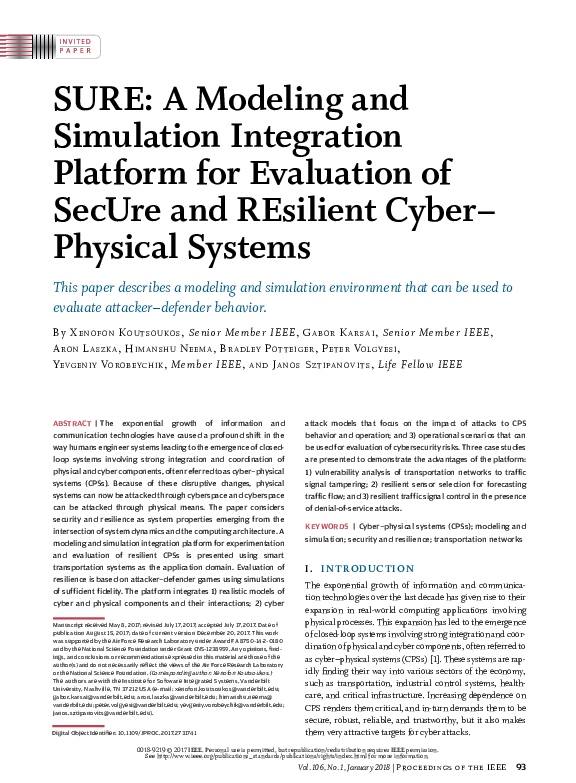 (PDF) SURE: A Modeling and Simulation Integration Platform for Evaluation of SecUre and ...