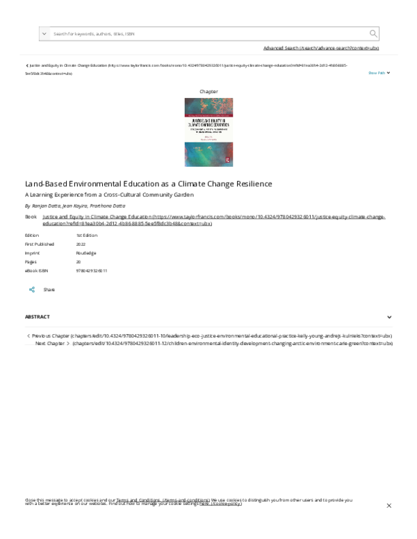 (PDF) Land-Based Environmental Education as a Climate Change Resilience A