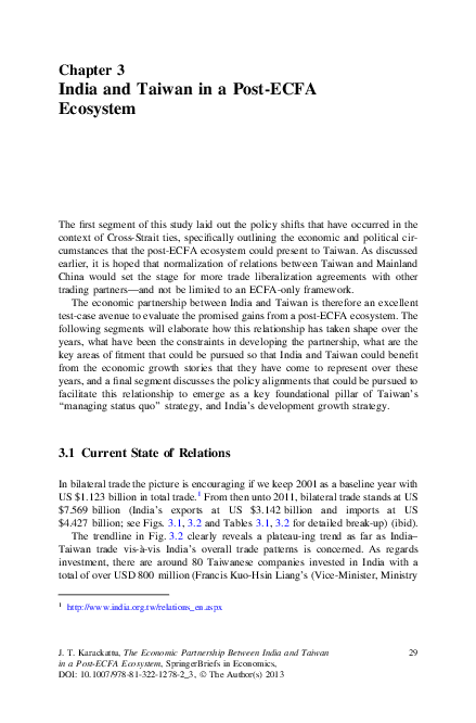 (PDF) India and Taiwan in a Post-ECFA Ecosystem