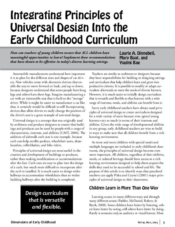 (PDF) Integrating Principles of Universal Design Into the Early ...