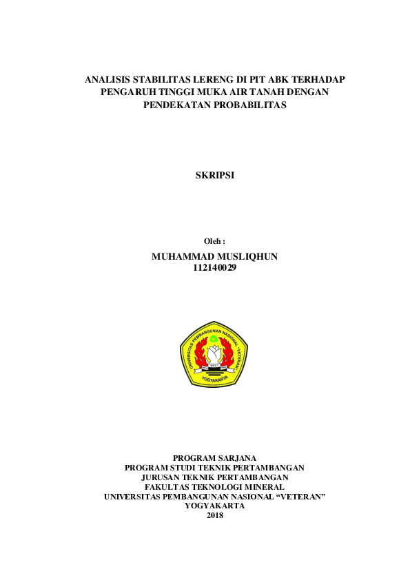 (PDF) Analisis Stabilitas Lereng DI Pit Abk Terhadap Pengaruh Tinggi Muka Air Tanah Dengan ...