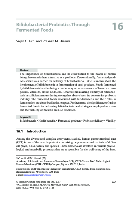 (PDF) Bifidobacterial Probiotics Through Fermented Foods
