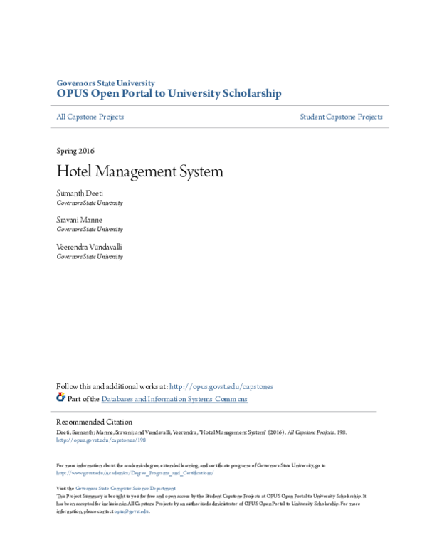 (PDF) Hotel Management System