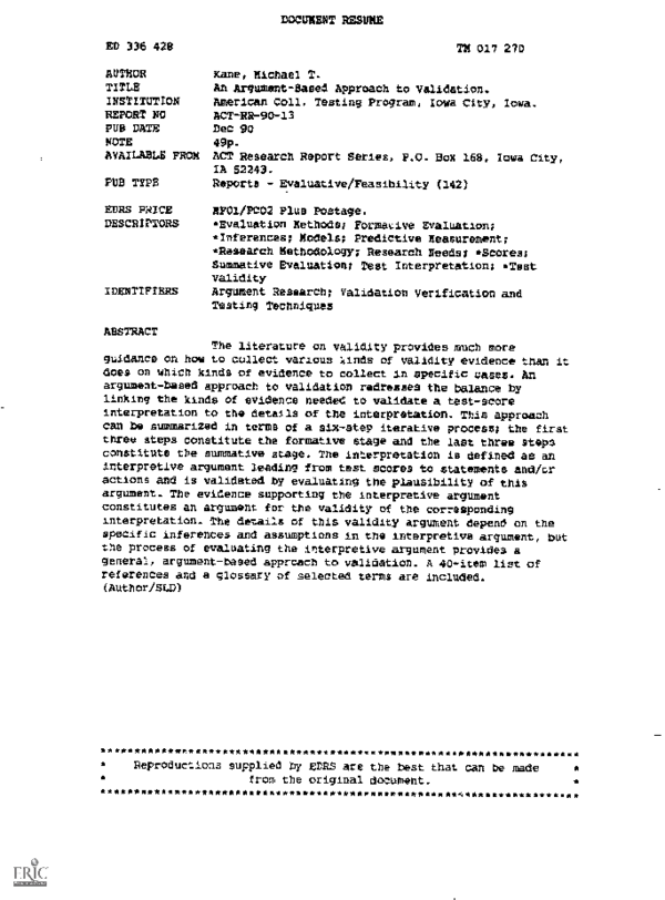 Pdf The Argument Based Approach To Validation