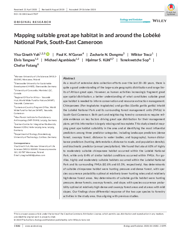 (PDF) Mapping suitable great ape habitat in and around the Lobéké ...