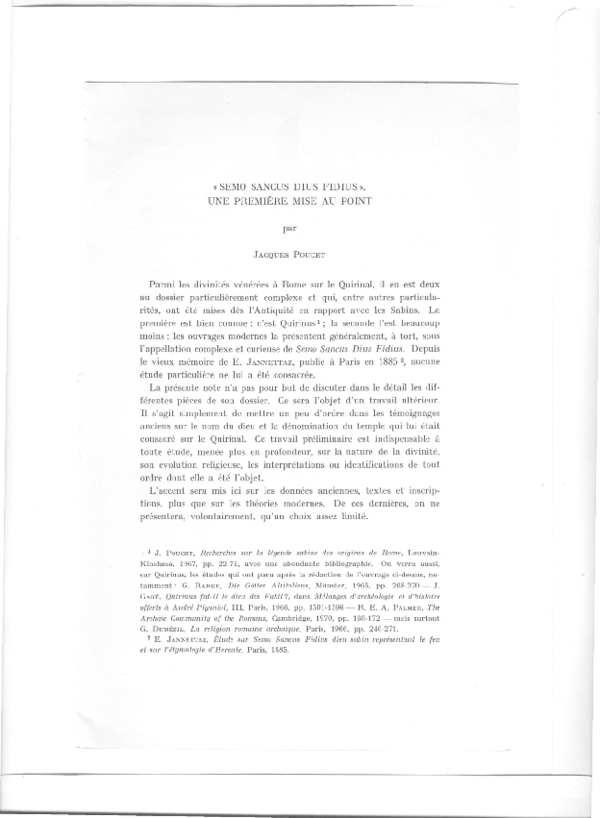 (PDF) "Semo Sancus Dius Fidius". Une première mise au point,