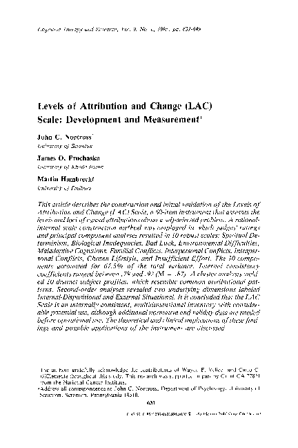 (PDF) Levels of Attribution and Change (LAC) Scale: Development and ...
