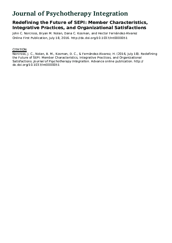 (PDF) Redefining the Future of SEPI: Member Characteristics ...