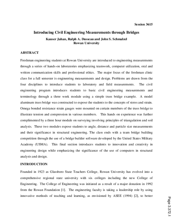 (PDF) Introducing Civil Engineering Measurements Through Bridges