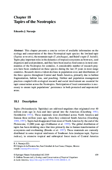 (PDF) Tapirs of the Neotropics