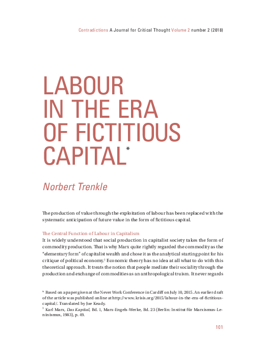 (PDF) Labour in the Era of Fictitious Capital