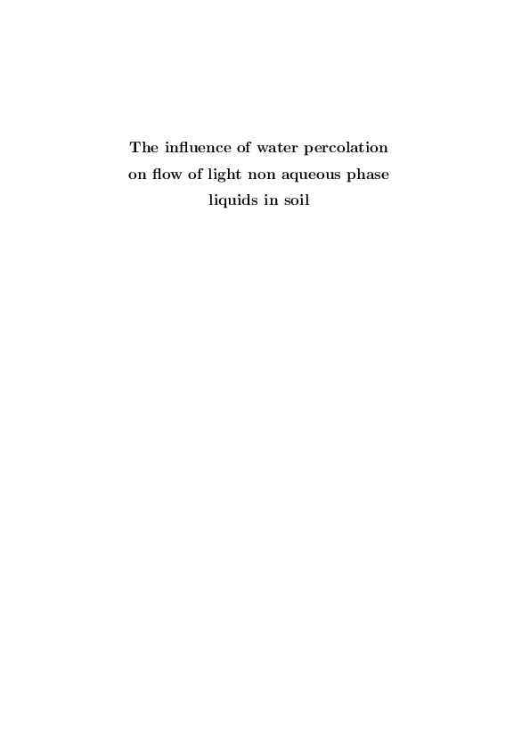 (PDF) The influence of water percolation on flow of light non aqueous ...