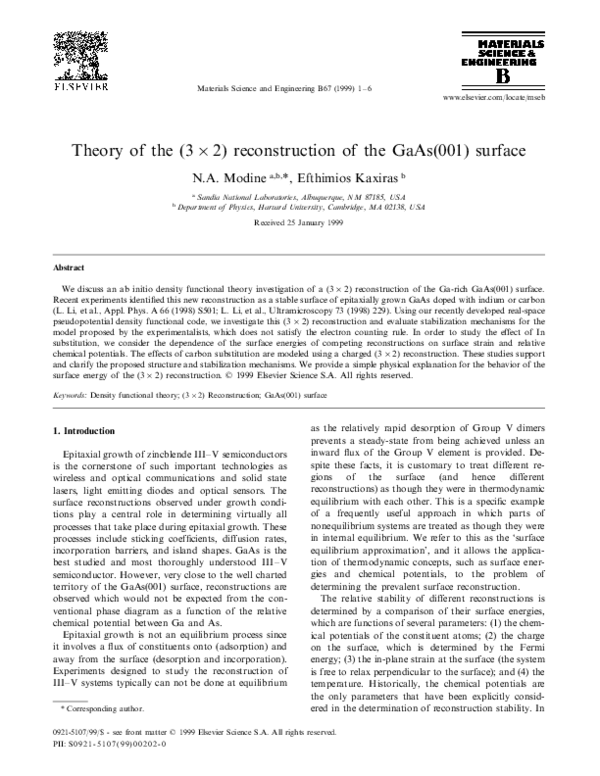 (PDF) Theory of the (3×2) reconstruction of the GaAs(001) surface