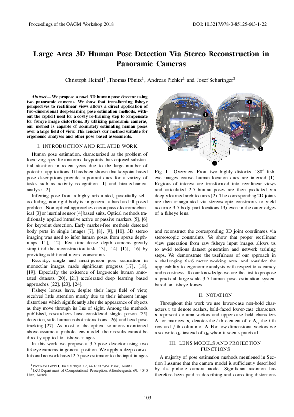 Pdf Large Area 3d Human Pose Detection Via Stereo Reconstruction In Panoramic Cameras