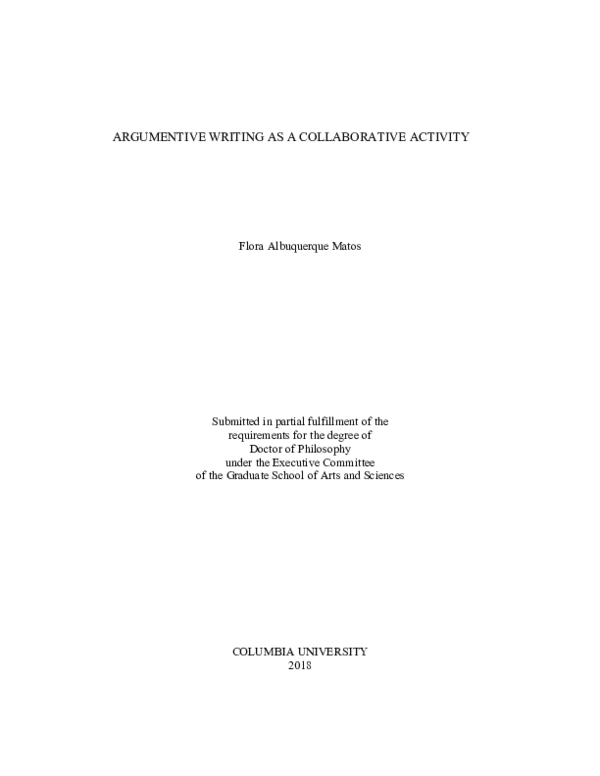 (PDF) Argumentive Writing as a Collaborative Activity