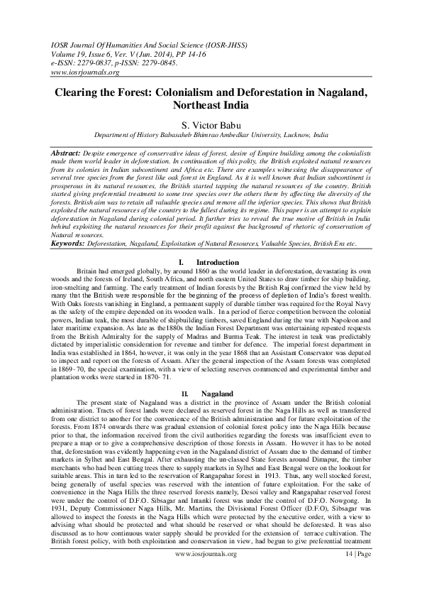 (PDF) Clearing the Forest: Colonialism and Deforestation in Nagaland ...
