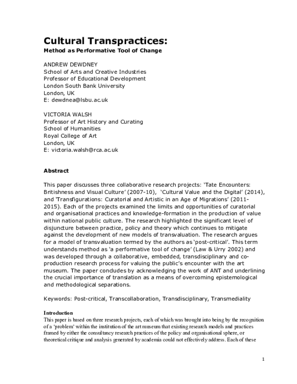 (PDF) Method as Performative Tool of Change