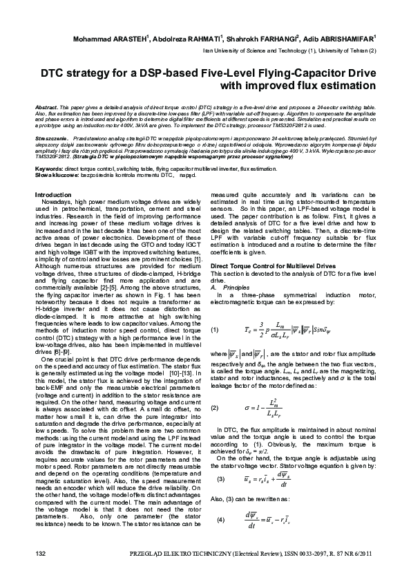 (PDF) DTC strategy for a DSP-based Five-Level Flying-Capacitor Drive with improved flux ...