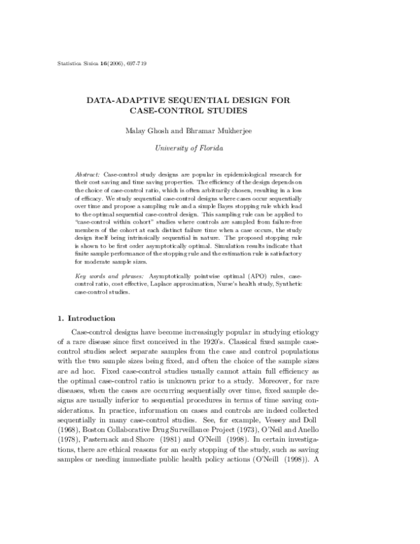 (PDF) Data-adaptive sequential design for case-control studies