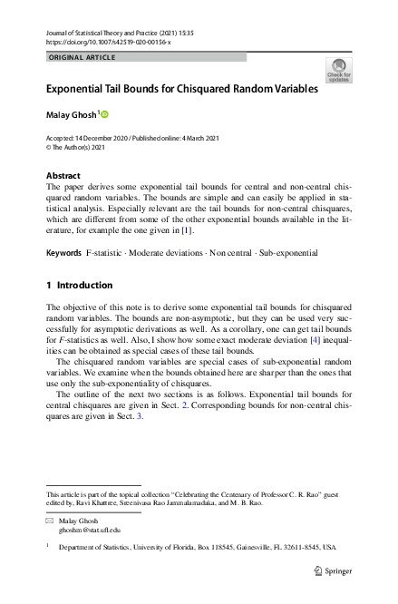 Pdf Exponential Tail Bounds For Chisquared Random Variables