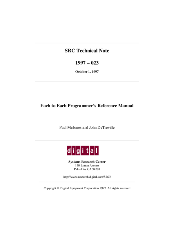 (PDF) Each to Each Programmers Reference Manual