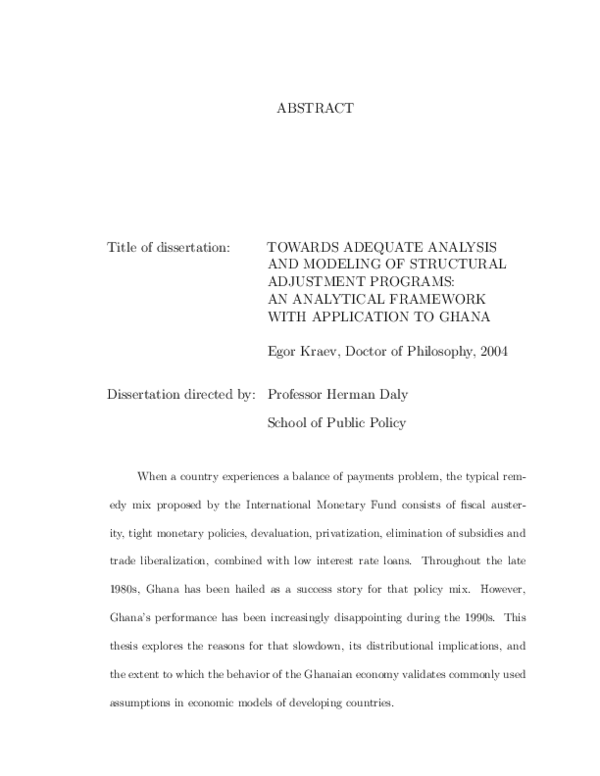 (PDF) Towards Adequate Analysis and Modeling of Structural Adjustment ...