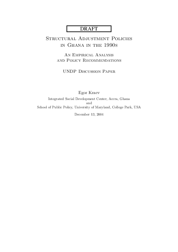 (PDF) Structural Adjustment Policies in Ghana in the 1990 s An ...
