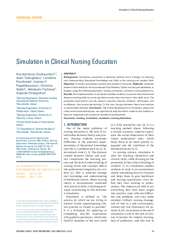 (PDF) Simulation in Clinical Nursing Education