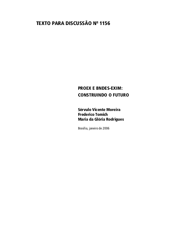 (PDF) Proex e BNDES-Exim: construindo o futuro