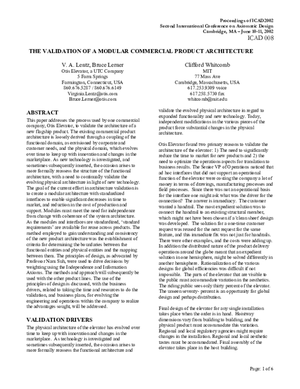 (PDF) The Validation of a Modular Commercial Product Architecture ...