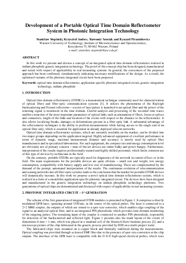 (PDF) Development of a Portable Optical Time Domain Reflectometer ...