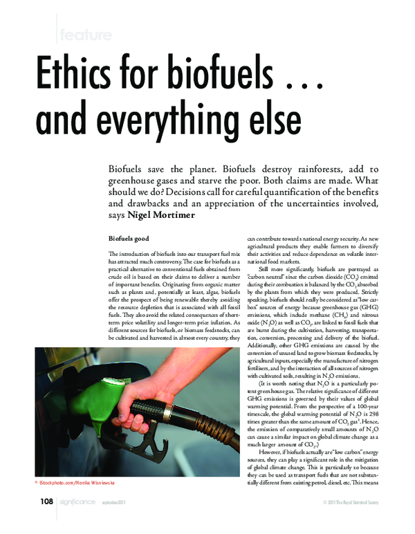 (PDF) Ethics for biofuels… and everything else