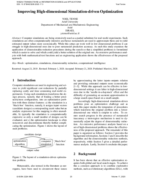 (PDF) Improving High-dimensional Simulation-driven Optimization