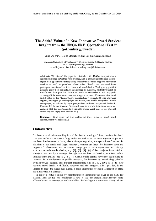 (PDF) The Added Value of a New, Innovative Travel Service: Insights ...