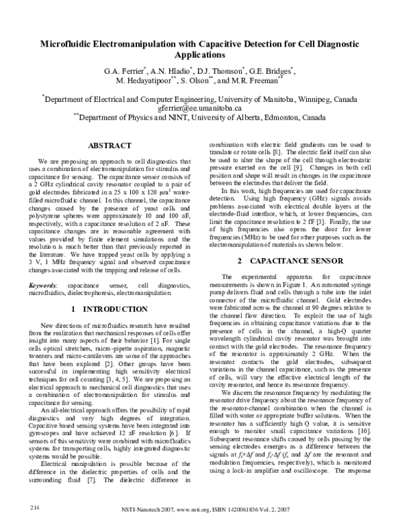 (PDF) Microfluidic electromanipulation with capacitive detection for ...