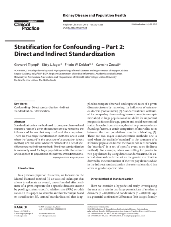 (PDF) Stratification for Confounding–Part 2: Direct and Indirect ...