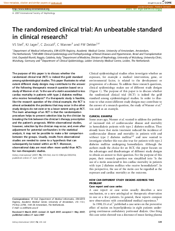 (PDF) The randomized clinical trial: An unbeatable standard in clinical ...