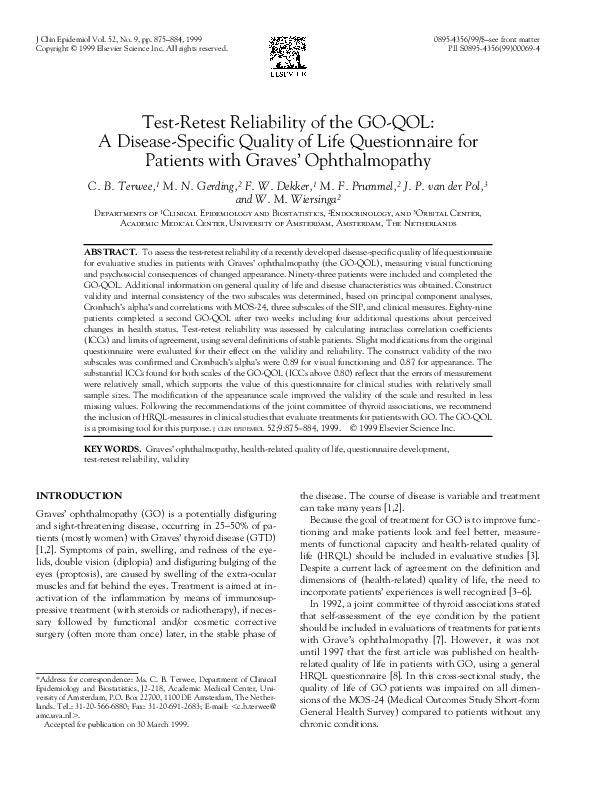 (PDF) Test-Retest Reliability of the GO-QOL | Friedo Dekker - Academia.edu