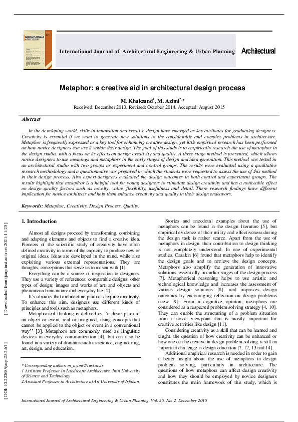 (PDF) Metaphor: a Creative aid in Architectural Design Process